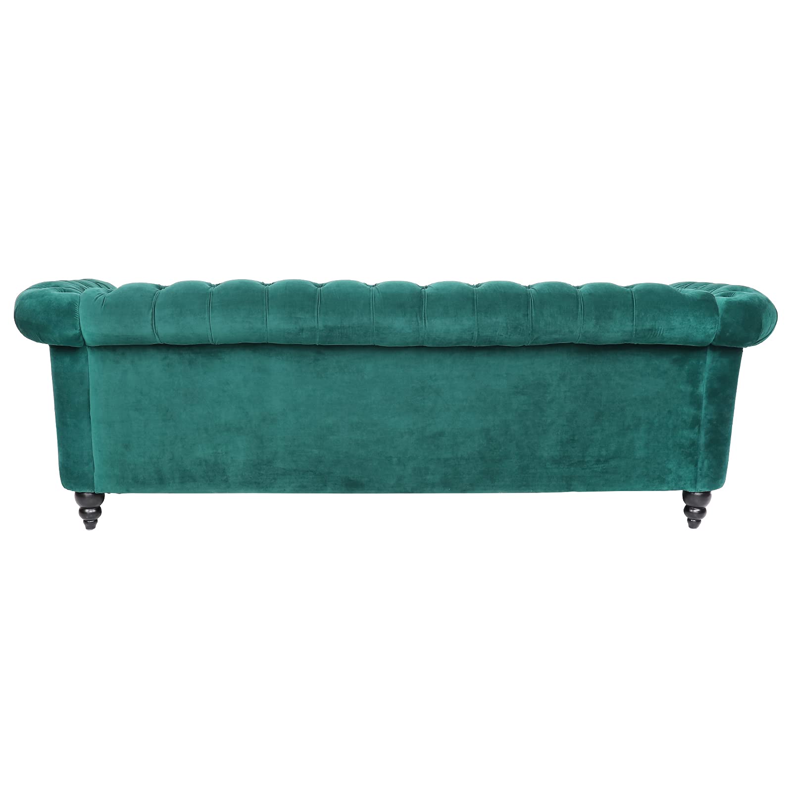 NOSGA Modern Chesterfield Fabric 3 Seater Couch Furniture, Deep Button Tufted Chesterfield Velvet Sofa with Scroll Arms, Upholstery Nailhead Trim Sofa Couches for Living Room(Green)