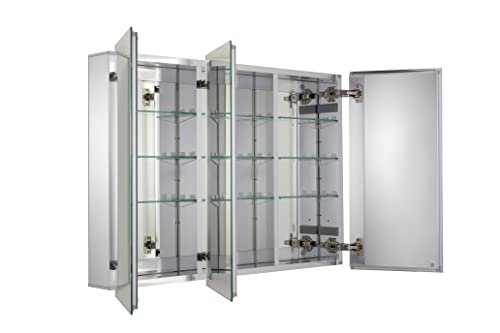 Croydex Brantley Tri-View Recessed or Surface Mount, Hang 'n' Lock Easy Installation Medicine Cabinet, 36W x 26H, Aluminum