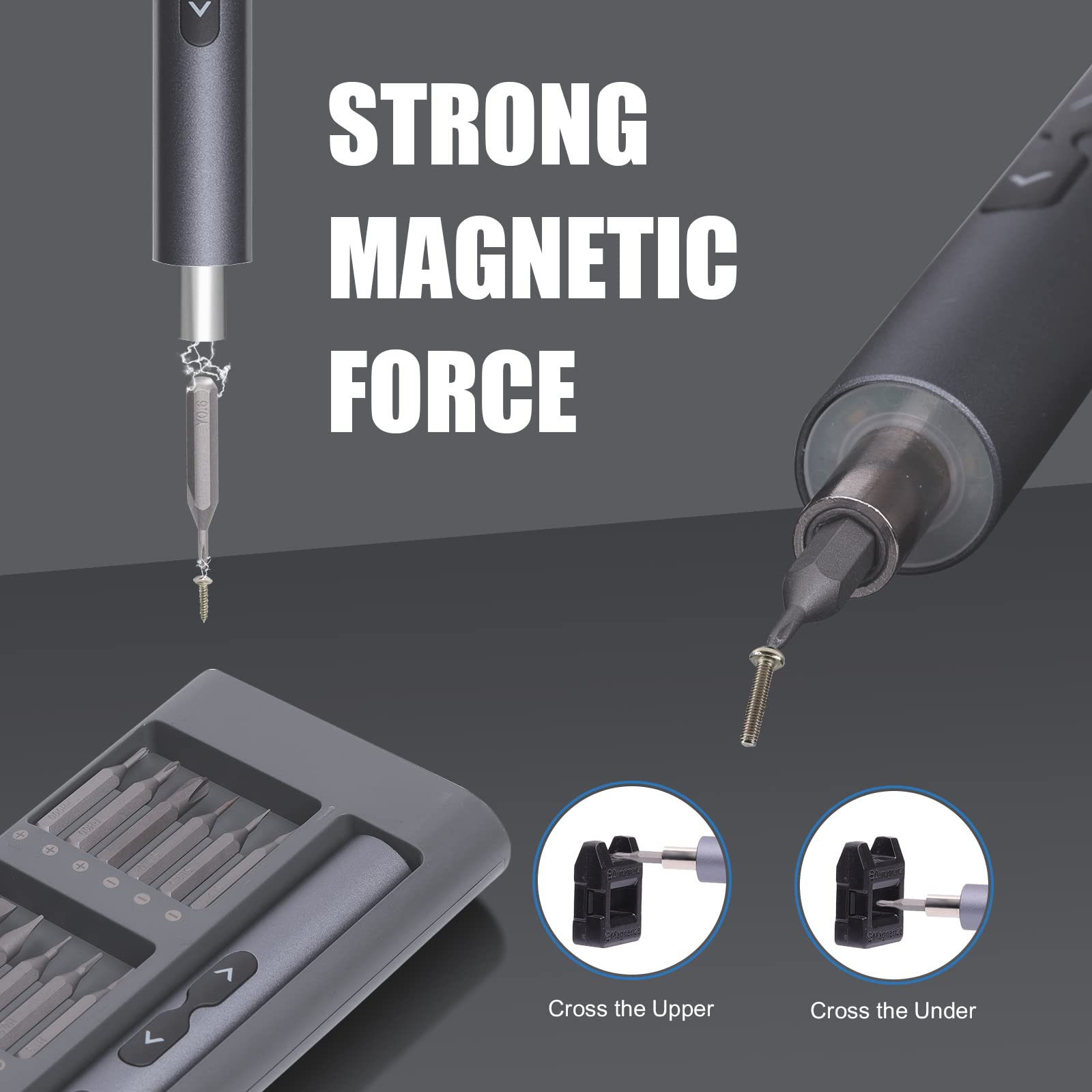 COMOWARE Mini Electric Screwdriver-50 in 1 Precision Small Electric Screwdriver Set for PC Building with LED Light & 48 bits, Magnetizer, Magnetic Mat, Handy Repair Tool for Phone Watch Camera