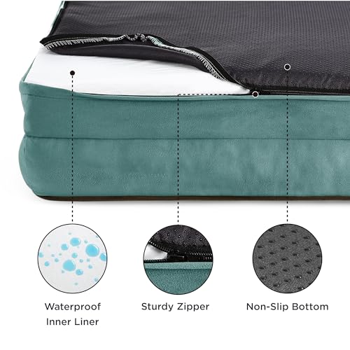Bedsure XXL Orthopedic Dog Bed - Washable Great Dane Dog Sofa Beds for Giant Dogs, Supportive Foam Pet Couch Bed with Removable Washable Cover, Waterproof Lining and Nonskid Bottom, Washed Blue