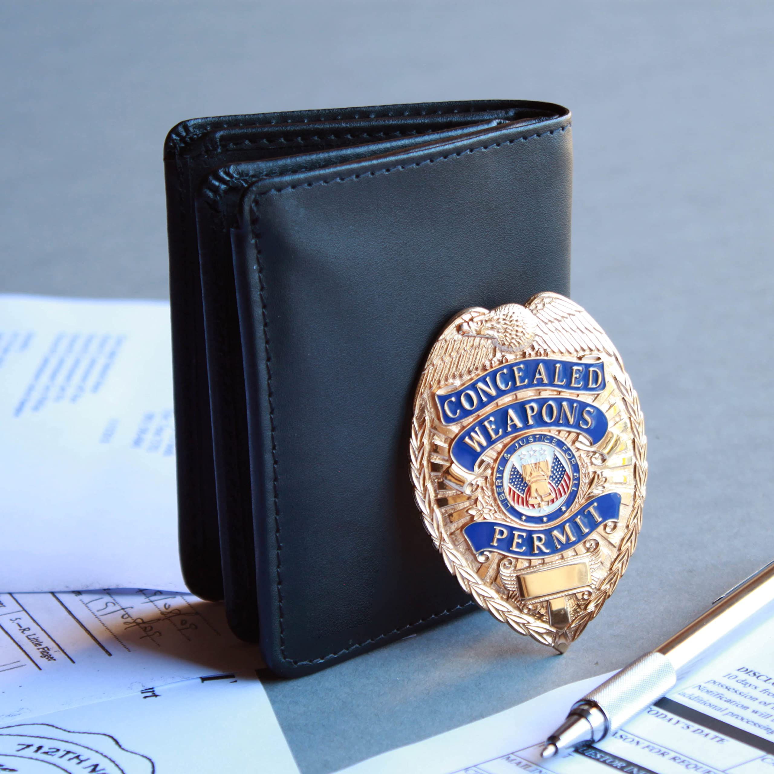 ASR Federal Bifold Leather Credit Card ID Badge Holder Wallet Police Gear, Oval