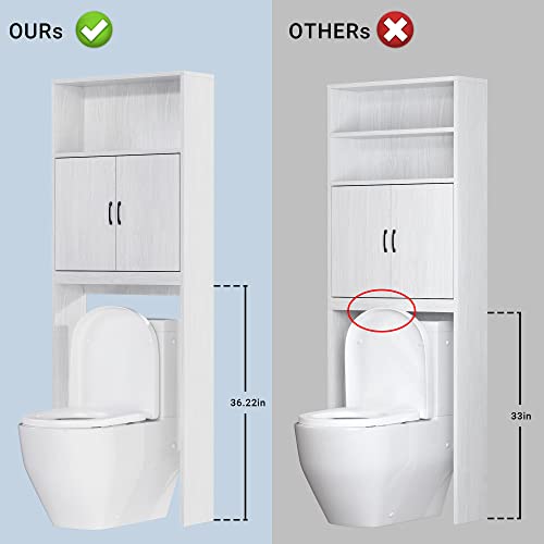 ODIKA Over The Toilet Storage Cabinet, Bathroom Shelves Over Toilet, Bathroom Storage Cabinet Organizer, Light Grey Wood Grain