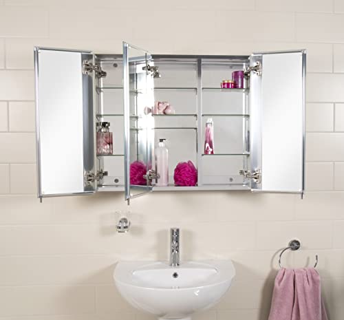 Croydex Loxley 26-Inch x 30-Inch Triple Door Tri-View Cabinet with Hang 'N' Lock Fitting System