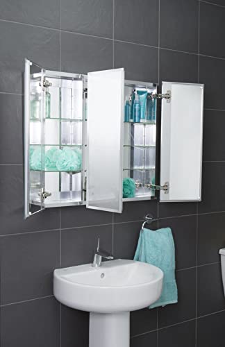 Croydex Loxley 26-Inch x 30-Inch Triple Door Tri-View Cabinet with Hang 'N' Lock Fitting System