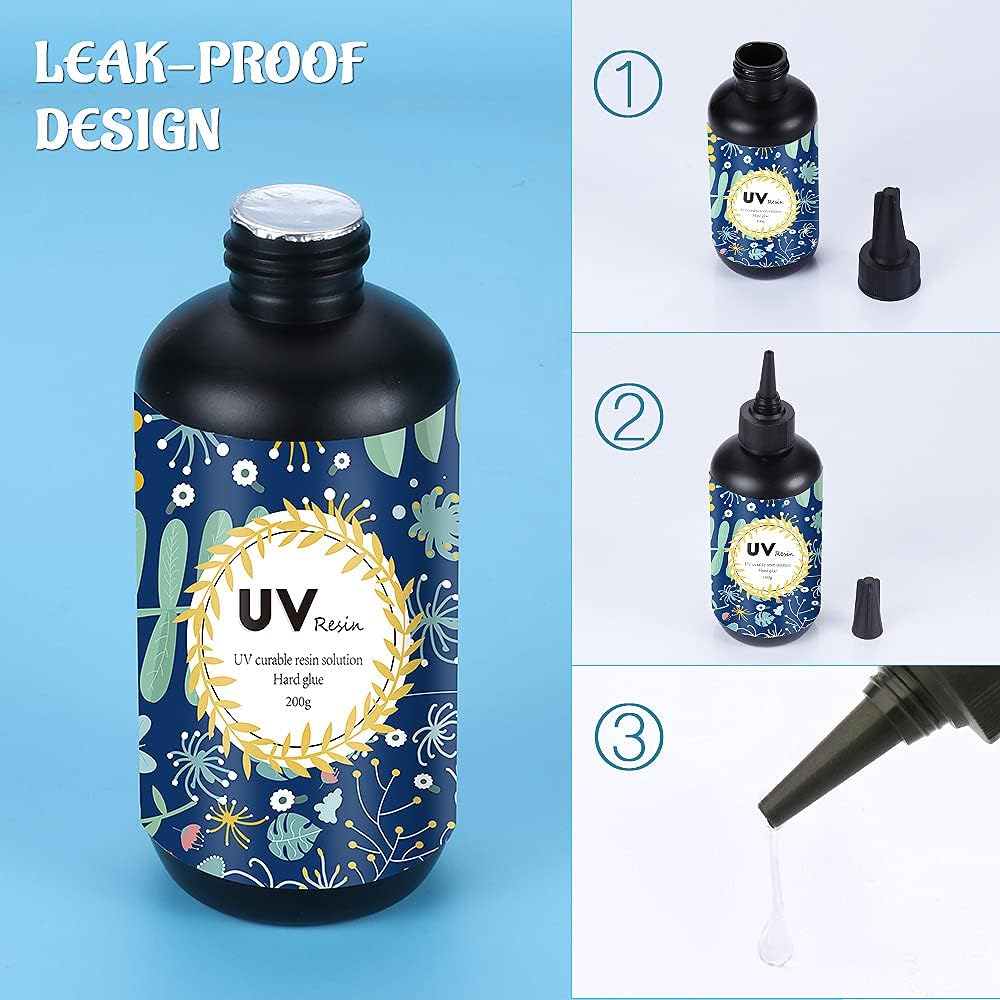 OSBANG Crystal Clear Hard UV Resin Upgraded Formula Ultraviolet Fast Curing Resin for Jewelry Making Craft Decoration Hard Transparent Glue Solar Cure Sunlight Activated Resin Casting & Coating (200g)