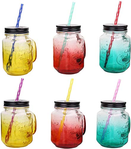 33 Pieces Reusable Plastic Straws Fit for Mason Jars, Tumblers, 9 Inches Transparent Colored Unbreakable Drinking Straws with 1 Straw Carrying Case and 2 Cleaning Brushes, BPA Free and Eco-friendly