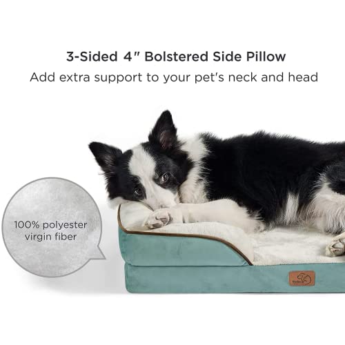 Bedsure XXL Orthopedic Dog Bed - Washable Great Dane Dog Sofa Beds for Giant Dogs, Supportive Foam Pet Couch Bed with Removable Washable Cover, Waterproof Lining and Nonskid Bottom, Washed Blue