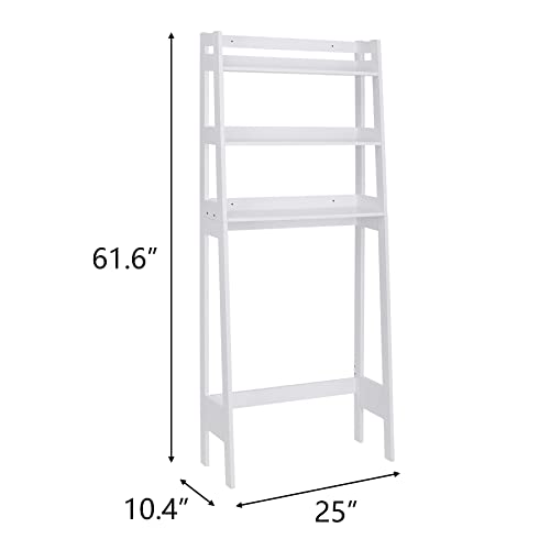 SUPER DEAL 3 Tiers Over The Toilet Bathroom Storage Shelf, Freestanding Wooden Bathroom OrganizerĀ Rack with Shelves for Laundry Restroom, White
