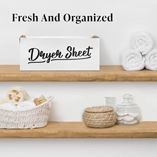 Uncle Bennie's Dryer Sheet Dispenser - Modern Farmhouse Dryer Sheet Holder for Laundry Room - Fabric Sheets Container Box - Laundry Organization & Storage, Off-White