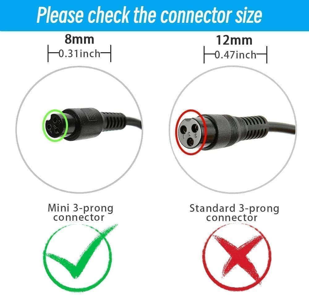 BXIZXD 42V Charger 3-Prong Inline Connector for 36V Pocket Mod/Dirt Quad/Sports Mod Electric Scooter Lithium Battery Power Supply, Battery Charger for Electric Scooter