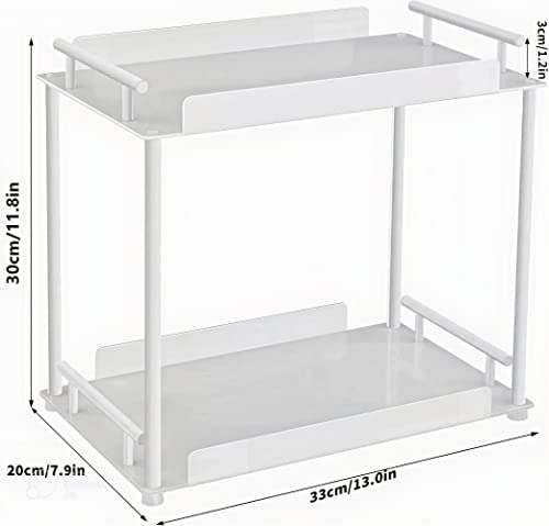 AWTS Bathroom Counter Organizer, 2 Tier Stainless Steel Bathroom Countertop Organizer, Kitchen Organizer, Cosmetic Organizer, Vanity Bathroom Organizer, Storage Shelf, Living Room,Dressing Table,White