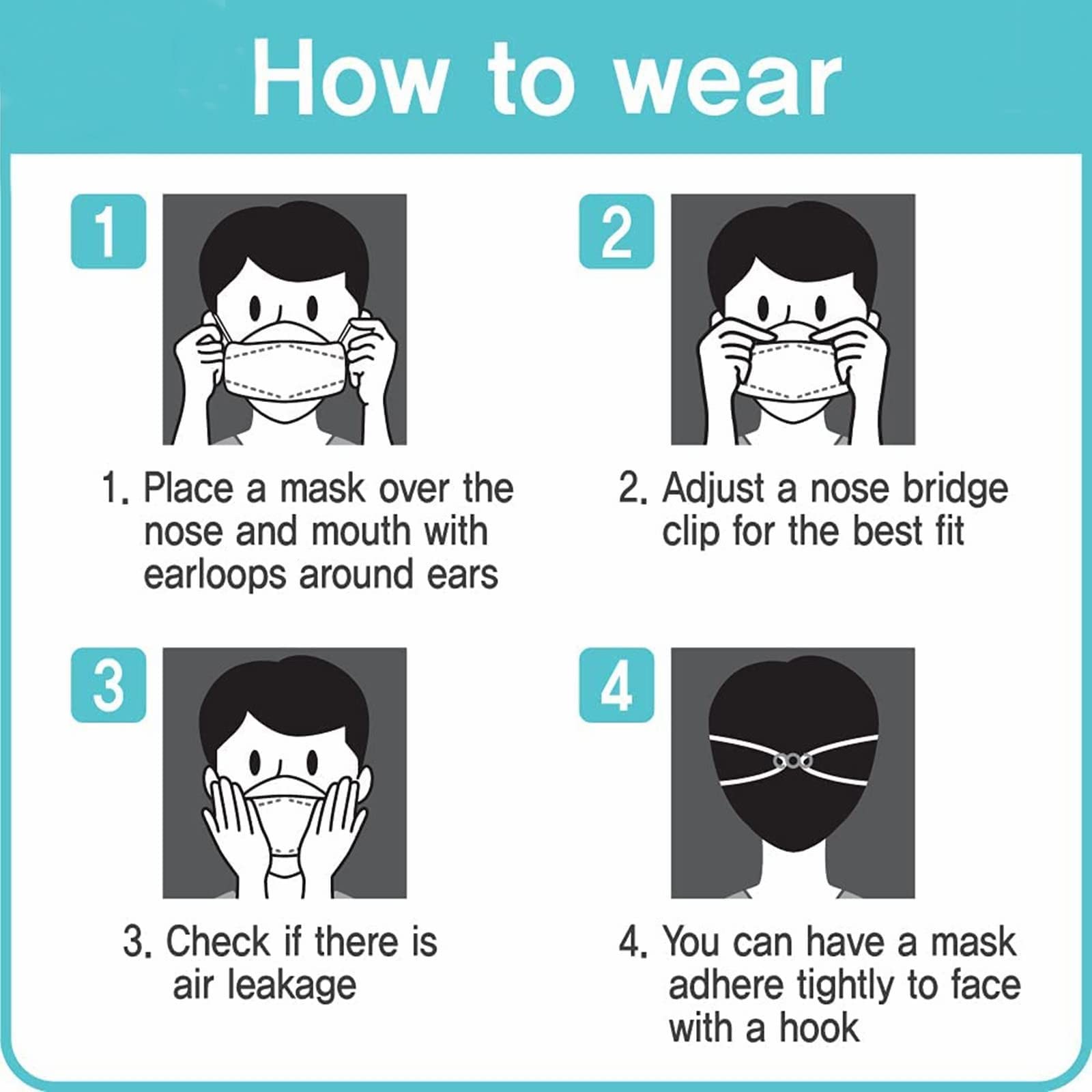 TVRtyle 50PCS White Adult KF94 Mask 3D Design 4-Layers Breathable KF94 Mask Black Cup Dust Mask for Outdoor Daily Use