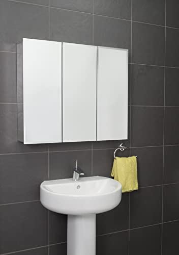 Croydex Loxley 26-Inch x 30-Inch Triple Door Tri-View Cabinet with Hang 'N' Lock Fitting System