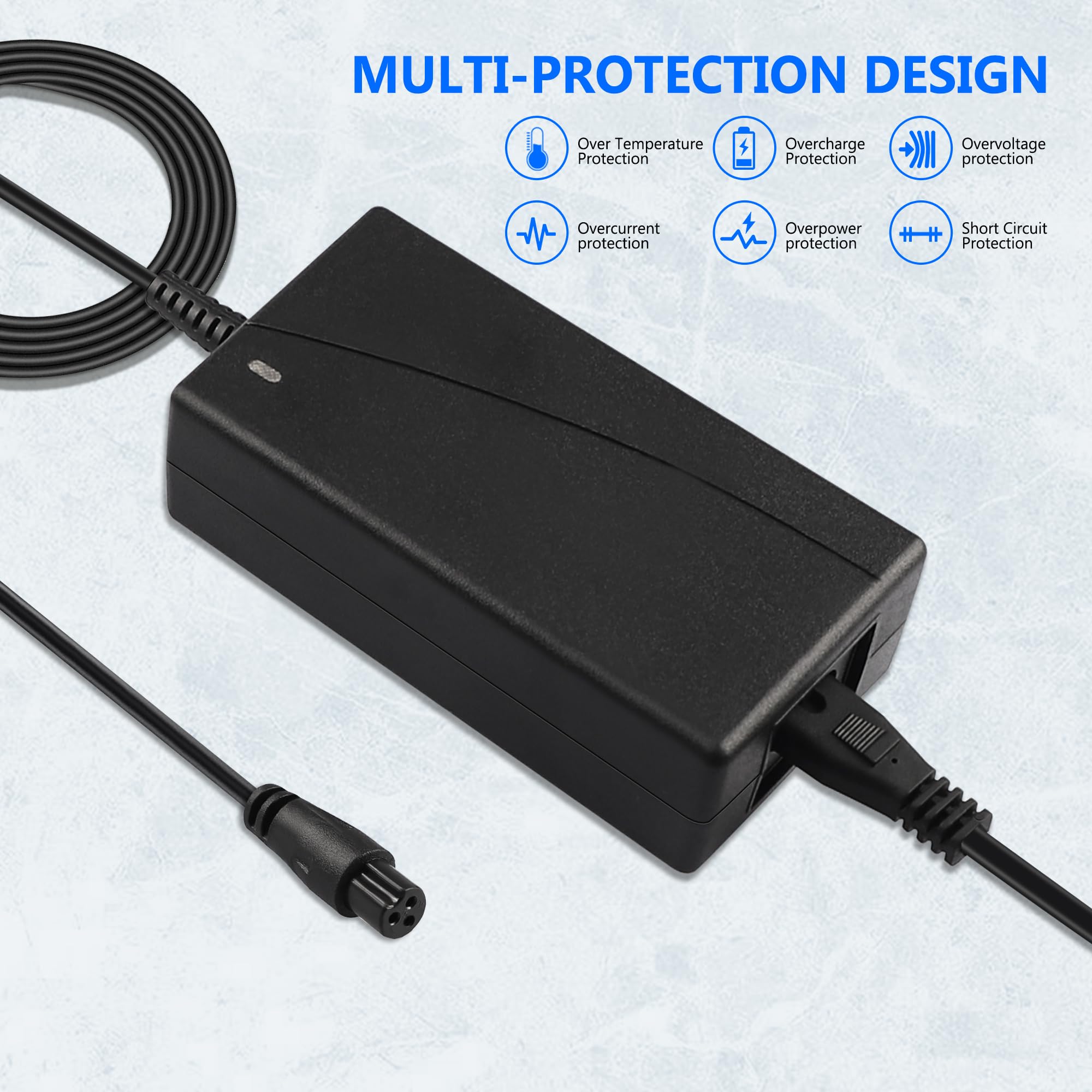 BXIZXD 42V Charger 3-Prong Inline Connector for 36V Pocket Mod/Dirt Quad/Sports Mod Electric Scooter Lithium Battery Power Supply, Battery Charger for Electric Scooter