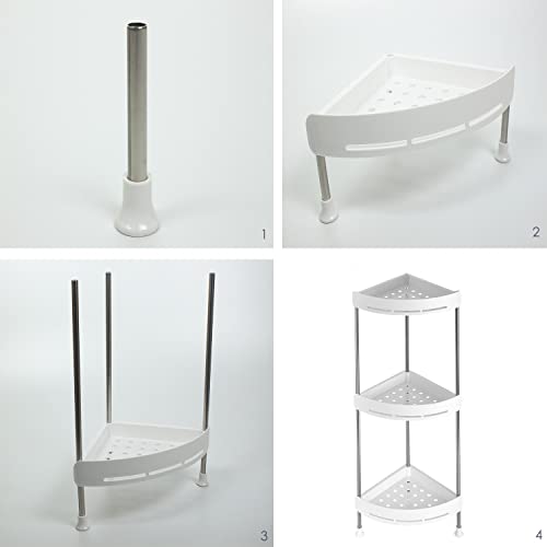 IYAR HOME 3 Tier Shower Caddy Organizer Shelf Rack Corner 12.99 x 9.45 x 28.35 Shower Stands for Inside Bathroom Kitchen Small Space White