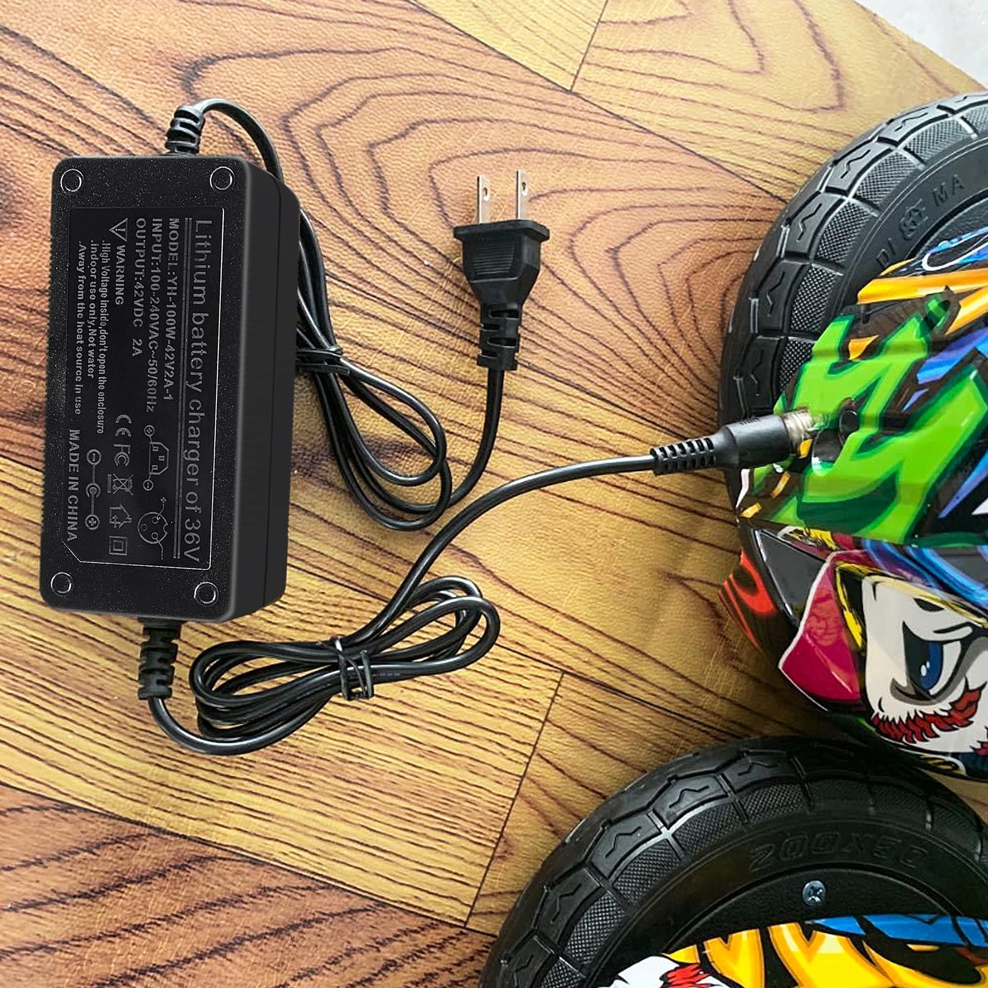 BXIZXD 42V Charger 3-Prong Inline Connector for 36V Pocket Mod/Dirt Quad/Sports Mod Electric Scooter Lithium Battery Power Supply, Battery Charger for Electric Scooter