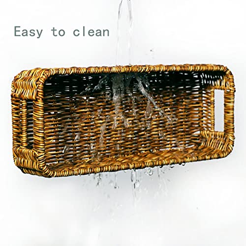 Aevtih Rattan Basket for Toilet Paper, Baskets for Storage with Built-in Handles, Bathroom Basket & Towel Storage, Basket for Toilet Tank Top Paper