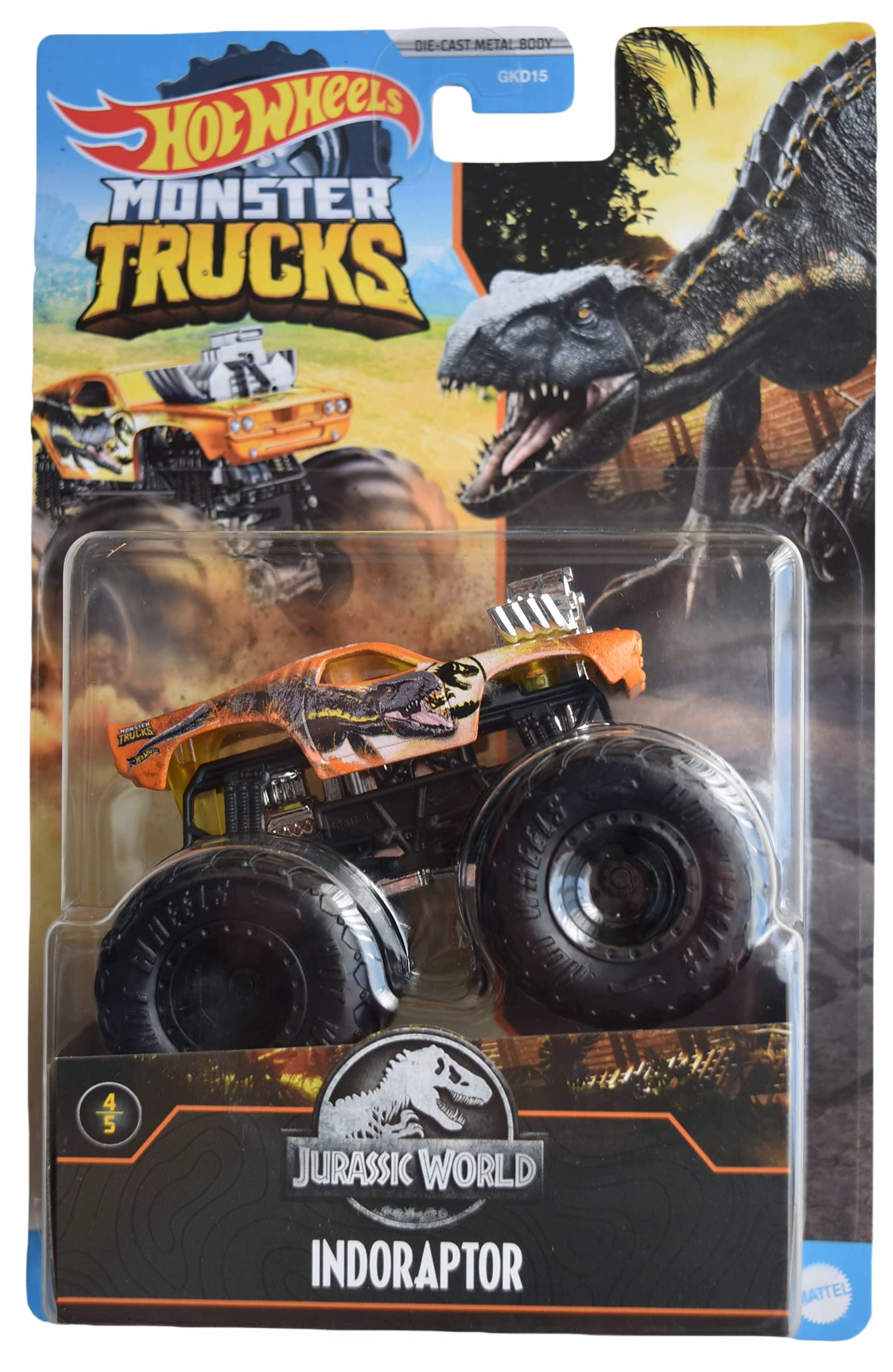 Hot Wheels Monster Trucks Indoraptor, [1:64 Scale] 4/5 Jurassic-Worlds