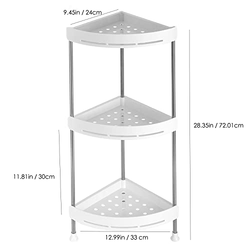 IYAR HOME 3 Tier Shower Caddy Organizer Shelf Rack Corner 12.99 x 9.45 x 28.35 Shower Stands for Inside Bathroom Kitchen Small Space White