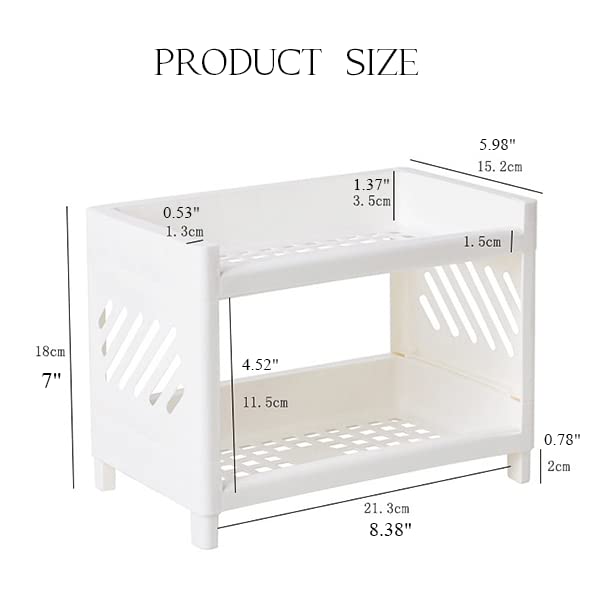 2-Tier Small Bathroom Organizer Countertop: Bathroom Counter Organizers Cabinet Vanity Storage Organizing Tray Cosmetic Standing Shelf Spice Rack for Kitchen Living Room Dressing Table White hegsymum