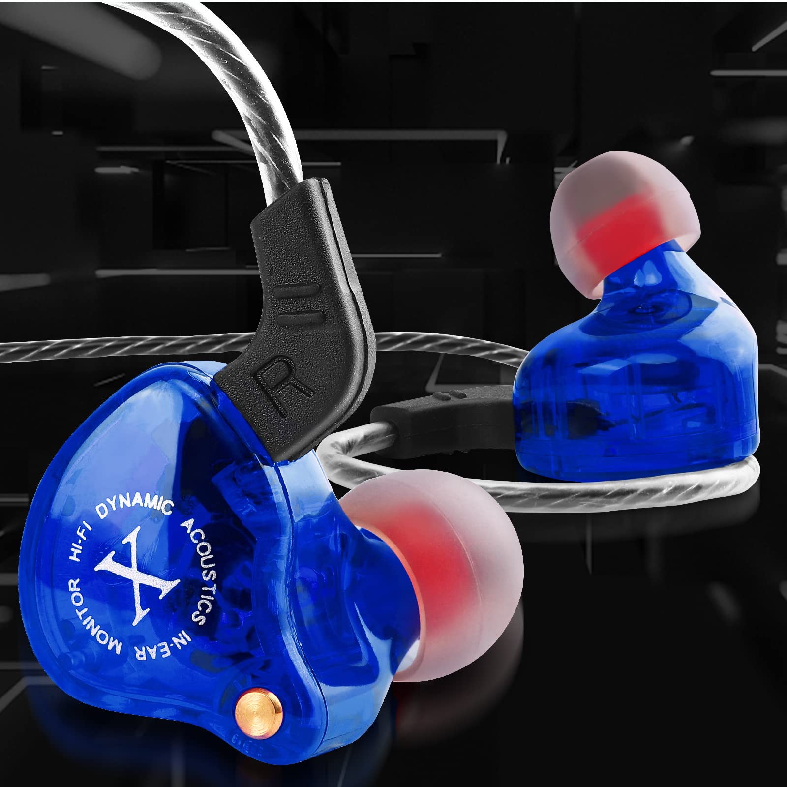 UrbanX iX2 Pro Dynamic Hybrid Dual Driver in Ear Musicians Earphones with Mic Tangle-Free Cable in-Ear Earbuds Headphones for Sony Xperia 1 III