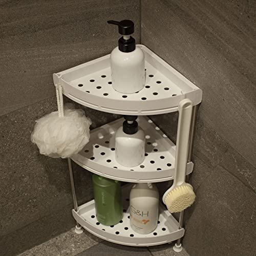 IYAR HOME 3 Tier Shower Caddy Organizer Shelf Rack Corner 12.99 x 9.45 x 28.35 Shower Stands for Inside Bathroom Kitchen Small Space White