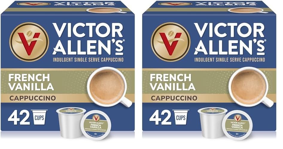 Victor Allen's Coffee French Vanilla Flavored Cappuccino, 42 Count Single Serve Coffee Pods for Keurig K-Cup Brewers (Pack of 2)