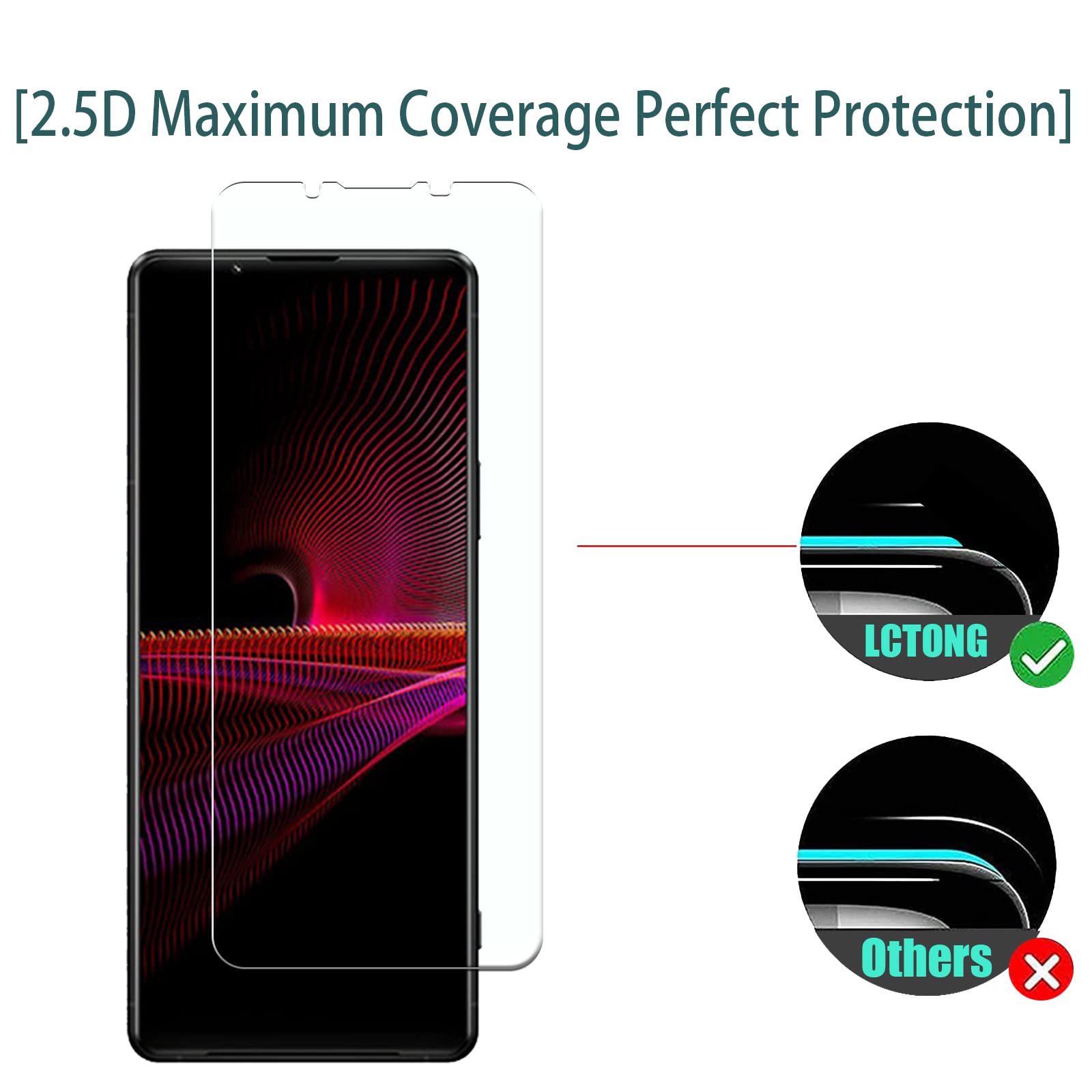 LCTONG (3 Pack) 9H Hardness Screen Protector for Sony Xperia 1 III- Bubble Free- Scratch Resistant- Easy to Install, Tempered Glass Screen Protector Compatible Sony Xperia 1 III