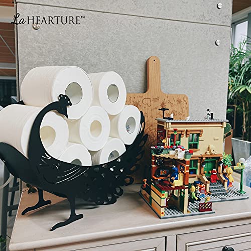 Sheep Toilet Paper Holder Stand Black Metal Bathroom Tissue Storage Wall Mounted Free Standing Shelf 8 Rolls Jumbo Novelty Waterproof Floor Wipes Shelves(Peacock)