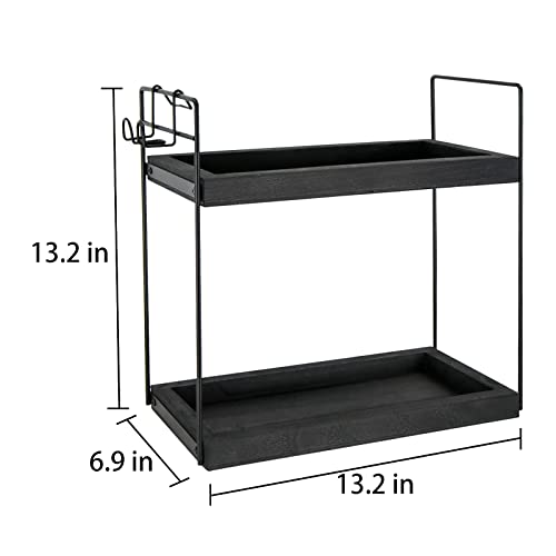 2 Tier Bathroom Counter Organizer, Bathroom Organizer Countertop, Wood Bathroom Counter Trays Vanity Organizer, Bathroom Countertop Organizer Kitchen Organizer for Countertop Coffee Station Organizerā¦