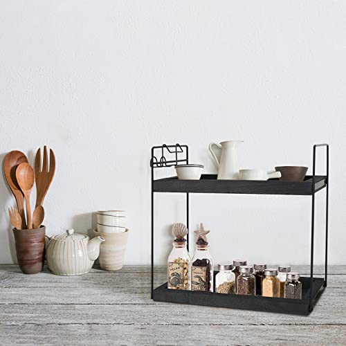 2 Tier Bathroom Counter Organizer, Bathroom Organizer Countertop, Wood Bathroom Counter Trays Vanity Organizer, Bathroom Countertop Organizer Kitchen Organizer for Countertop Coffee Station Organizerā¦
