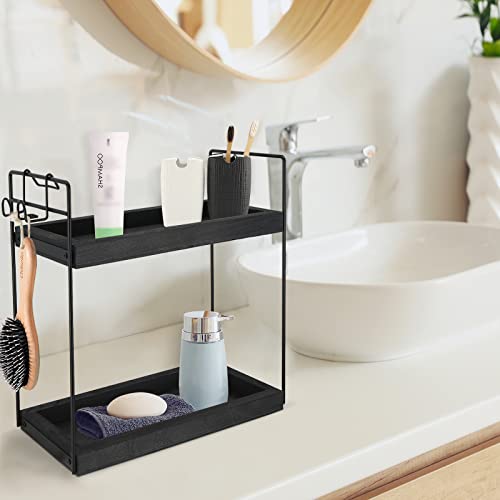 2 Tier Bathroom Counter Organizer, Bathroom Organizer Countertop, Wood Bathroom Counter Trays Vanity Organizer, Bathroom Countertop Organizer Kitchen Organizer for Countertop Coffee Station Organizerā¦