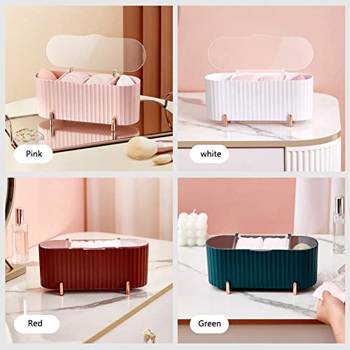 Qtip Holder Cotton Swab Holder with Lid, 4 Compartment Cotton Ball and Swab Holder Organizer Cotton Swab Holder Dispenser Storage Cotton Pad Container Box for Cotton Swabs, Make Up Pads, Cosmetic