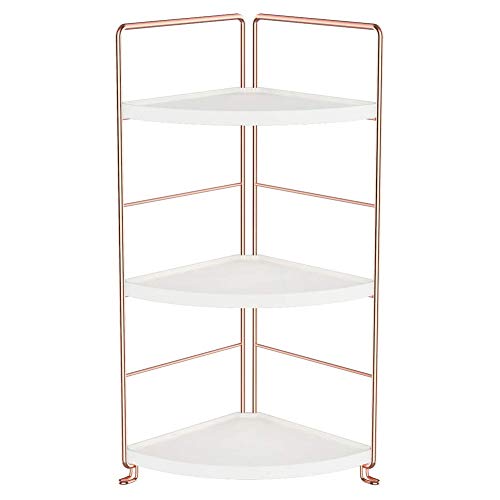 ICCGBHGO Bathroom Countertop Organizer, Corner Shelves Bathroom Vanity Counter Sink Storage, Rose Gold Standing Cosmetic Makeup Spice Rack Tray Cabinet for Kitchen and Bathroom 3-Tier