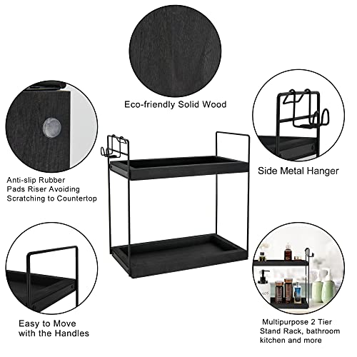 2 Tier Bathroom Counter Organizer, Bathroom Organizer Countertop, Wood Bathroom Counter Trays Vanity Organizer, Bathroom Countertop Organizer Kitchen Organizer for Countertop Coffee Station Organizerā¦