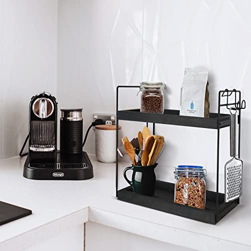 2 Tier Bathroom Counter Organizer, Bathroom Organizer Countertop, Wood Bathroom Counter Trays Vanity Organizer, Bathroom Countertop Organizer Kitchen Organizer for Countertop Coffee Station Organizerā¦