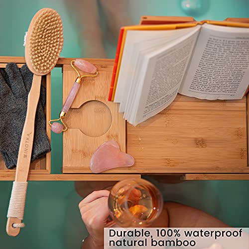 Bathtub Tray for Bath, Extendable Luxury Bamboo Bath Caddy Tray for Bathtub, Spa Organizer, Bath Table for Tub