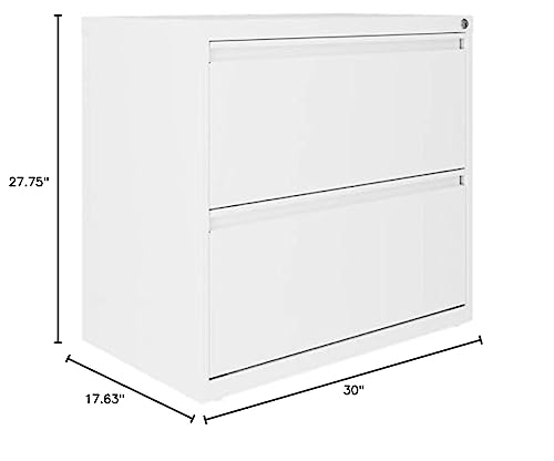 Hirsh 30" W 2 Drawer Metal Lateral File Cabinet Set White. Front to Back Rails, Fully Assembled