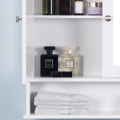 SUENOS Medicine Cabinet,Wall Mounted Bathroom Cabinet with 2 Mirror Doors and Adjustable Shelf Wooden Bathroom Storage Cabinet Over Toilet for Bathroom Laundry Room Kitchen