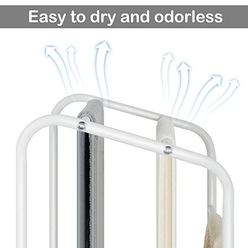 Freestanding Towel Rack White Floor Towel Rack Stand 3 Tier Bath Towel Stand Towel Bar Stand with Shelf Modern Blanket Rack Stand for Living Room Bathroom, Laundry