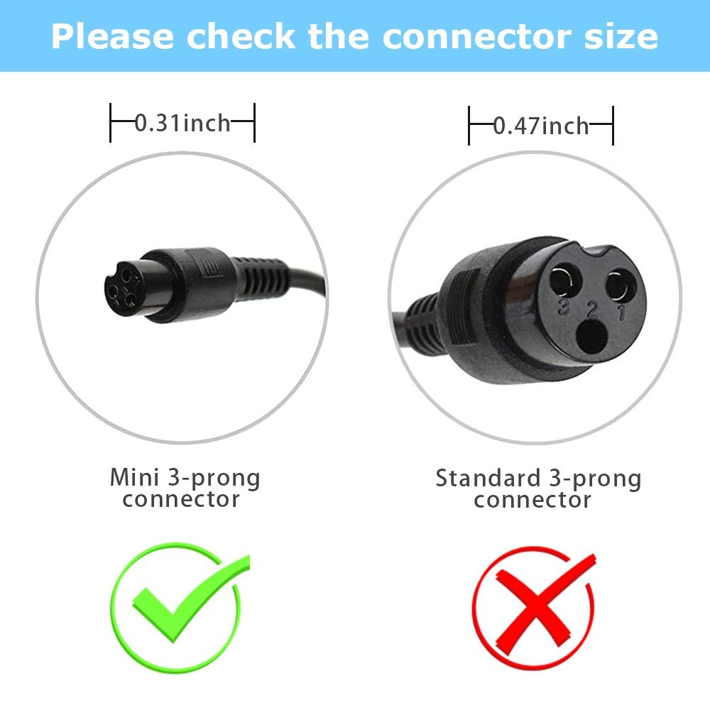 EVAPLUS 42V 2A Power Adapter,PowerFast 3-Prong Inline Connector for Sports Mod Pocket Mod and Dirt Quad, Charger Adapter for 36V Li-on Battery