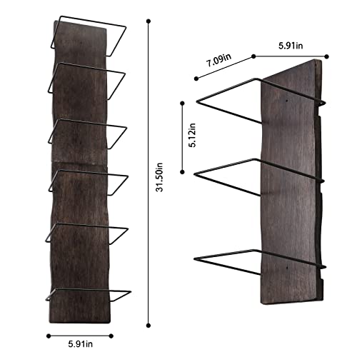 Rustic Towel Racks for Bathroom Wall Mounted, Wood and Metal Towel Holder, 6 Tier Shelf Holder for Shower & Hand Towels of Bathroom
