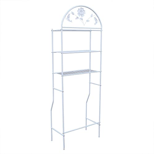 Xuthusman Over The Toilet Storage Rack 3 Tier Space Saver Rack Metal Bathroom Shelf Organizer White 70.9 * 24.4 * 12.6in (White)