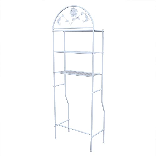 Xuthusman Over The Toilet Storage Rack 3 Tier Space Saver Rack Metal Bathroom Shelf Organizer White 70.9 * 24.4 * 12.6in (White)