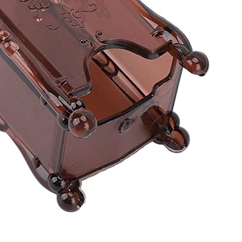 Cotton Pad Holder, Large Capacity ABS, Cute Design, Cotton Dirt Free Makeup Box for Bedroom (Transparent Coffee)