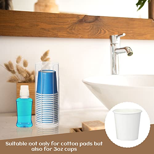 5Pcs Acrylic Cotton Pad Holder, FHDUSRYO Q-Tips Cotton Swab Dispenser Apothecary Jar with Lid, Bathroom Cotton Wool Bud Organizer Clear Makeup Container for Vanity Storage Cotton Ball Cosmetic Pads Floss