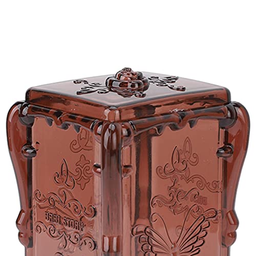 Cotton Pad Holder, Large Capacity ABS, Cute Design, Cotton Dirt Free Makeup Box for Bedroom (Transparent Coffee)