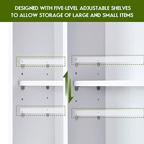 Giantex Over The Toilet Storage Cabinet, Collette Bathroom Behind The Toilet Storage Organizer w/Door & 5-Position Adjustable Shelf, Bathroom Storage Cabinet Over Toilet for Space Saving (68.5" H)