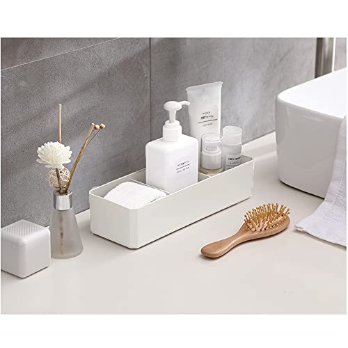 Ezebesta 3 Divider Organizer for Cotton Swab Ball Qtip Cotton Pads Holder Plastic Container Dispenser Box with Lid for Bathroom Storage (White)