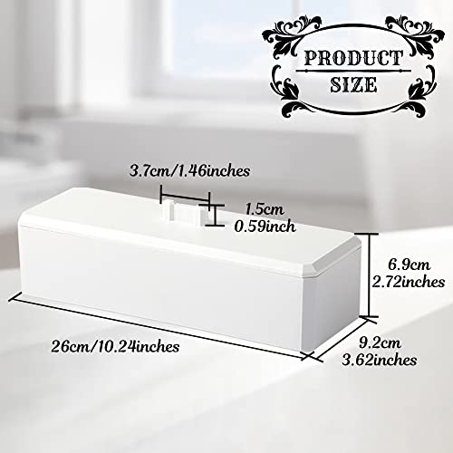 Ezebesta 3 Divider Organizer for Cotton Swab Ball Qtip Cotton Pads Holder Plastic Container Dispenser Box with Lid for Bathroom Storage (White)